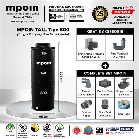 Jual MPOIN Tangki Tandon Toren Air Tall 800 Anti Bakteri Anti Lumut