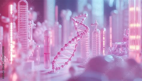 Hightech Biotechnology Scene With Molecular Structures Dna Helix And