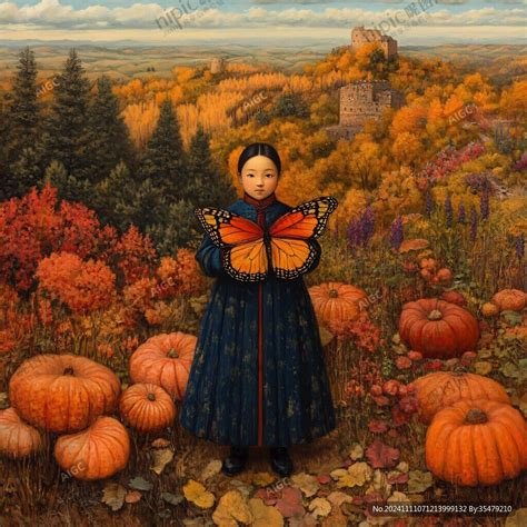 Ai创作图超现实画作 绘画作品工笔插画 复古秋系效果图 秋系油画风 秋天香姑娘 现实与油画的碰撞 照片工笔画 秋天拍照场景 超现实主义画派画家