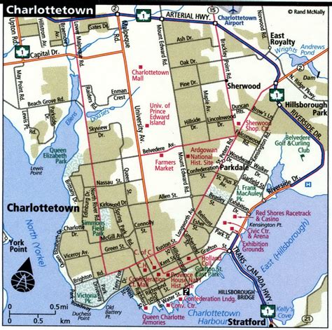 Charlottetown City Road Map Truck Drivers Area Town Toll Free Highways