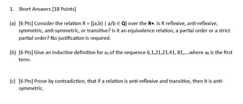 Solved A Pts Consider The Relation R A B A BQ Chegg Com