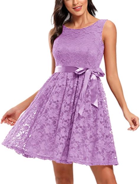 Satiable Damen Kleid Spitzenkleid Brautjungfer Elegant Party Bowknot