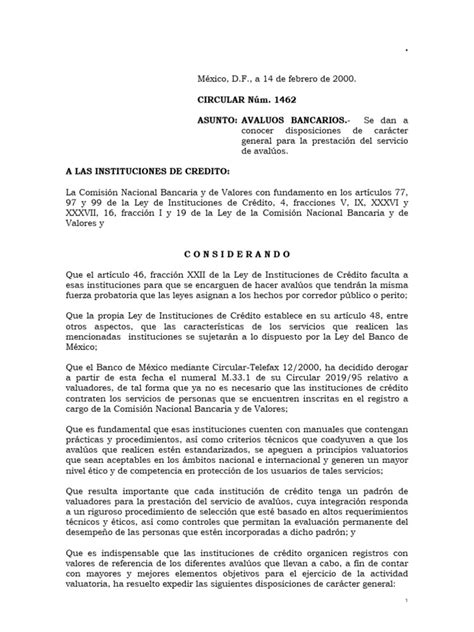 Circular 1462 Cnbv Mex Pdf