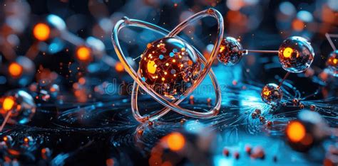 Futuristic 3d Atom Structure Rendering For Science And Technology