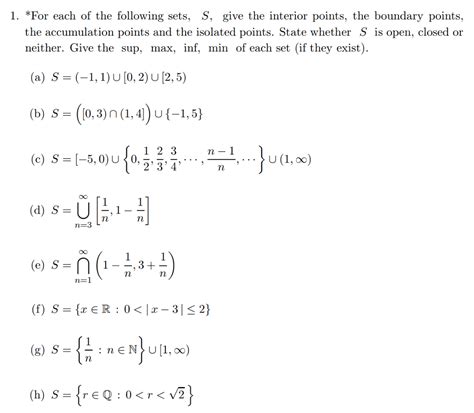 Solved For Each Of The Following Sets S Give The Chegg