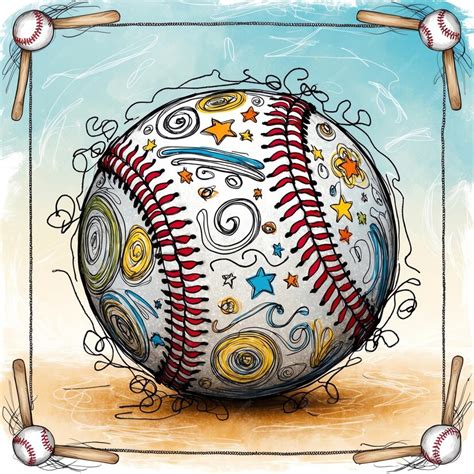 Creative Doodle Baseball Illustration Premium Ai Generated Image