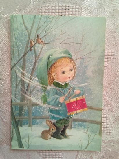 VÁnoČnÍ Pohlednice Rozevírací Kreslená DĚti Chlapeček ZajÍČek 1977 Aukro