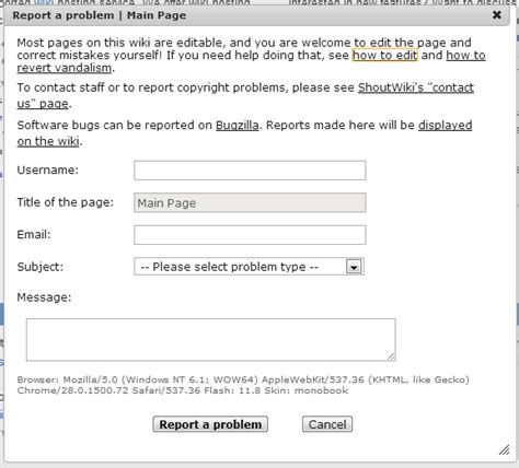 New Feature Problem Reports Shoutwiki Blog