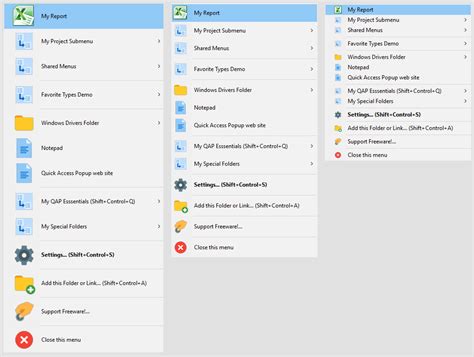 popup menu quick access popup