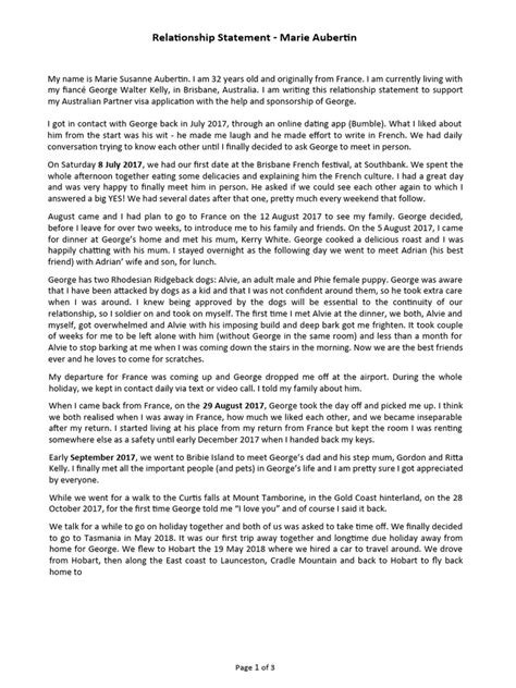 Relationship Statement Marie Pdf