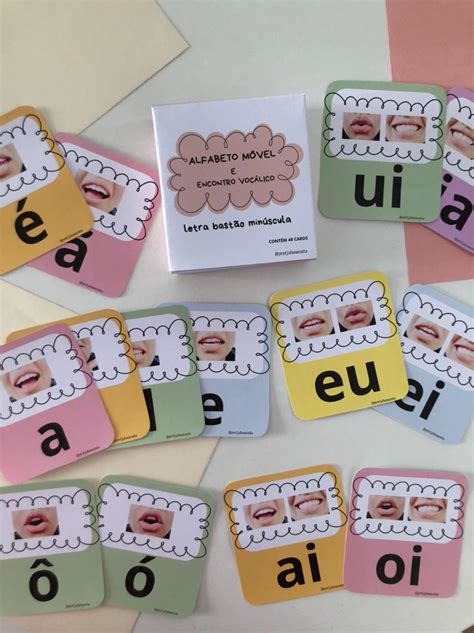 Alfabeto móvel sons das vogais e encontros vocálicos letra bastão