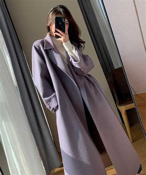 유어쏭 라벤더퍼플 롱코트 퍼플