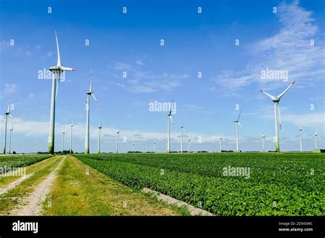 Wind Turbines In The Field In Sweden Scandinavia North Europe Stock