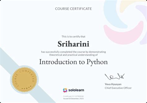 Im Excited To Share That Ive Completed A Python Course Through