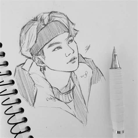 Suga Drawing Kpop Drawings Bts Drawings Drawing Sketches
