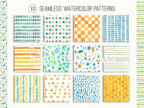 手描き水彩のシームレスパターン Japanese Patterns Watercolor Pattern Seamless