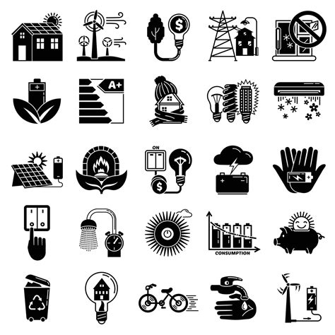 Conjunto De Iconos De Ahorro De Energía Estilo Simple 8778155 Vector En Vecteezy