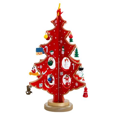 Chiqvue Mini Wooden Tabletop Christmas Tree Christmas Toy Set Countdown