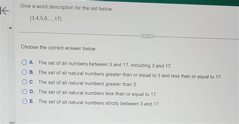 Solved Give A Word Description For The Set Below Chegg