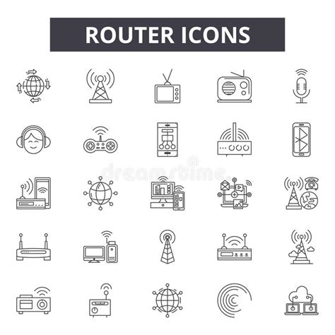 Router Line Icons Signs Vector Set Outline Illustration Concept Stock Vector Illustration