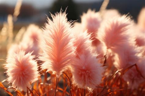 Premium Photo Golden Hour Glow On Soft Pink Pampas Grass