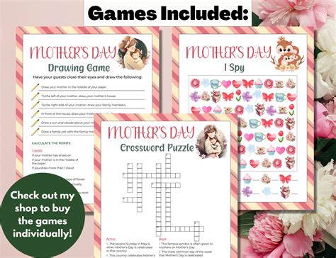 Mothers Day Games Mothers Day Party Game Mothers Day Game Bundle