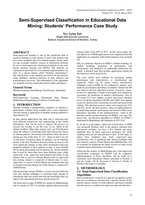 Pdf Semi Supervised Classification In Educational Data Mining