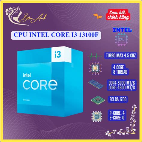 Chip Cpu Intel Core I3 13100f Upto 4 5ghz Không Gpu Socket 1700 4