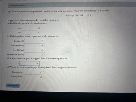 Solved The Function S T Describes The Position Of A Chegg