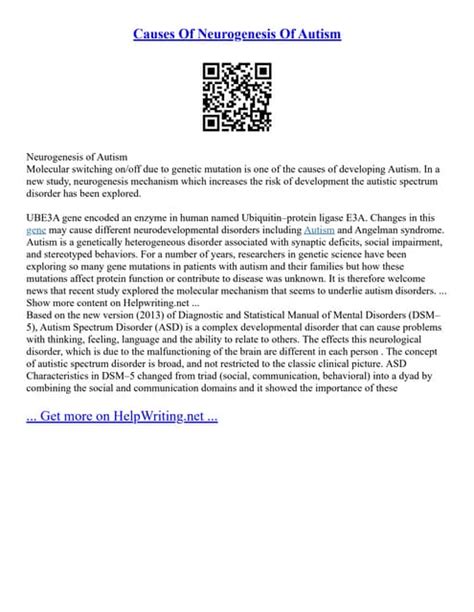 Causes Of Neurogenesis Of Autism Pdf