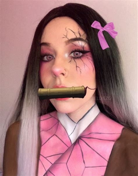 Nezuko Makeup Look