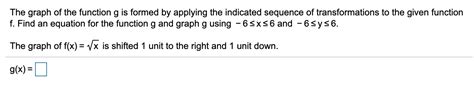 Solved The Graph Of The Function G Is Formed By Applying The