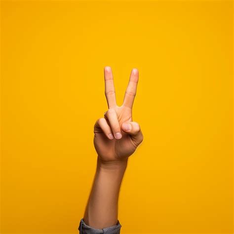 Premium Photo A Man Is Making A Peace Sign
