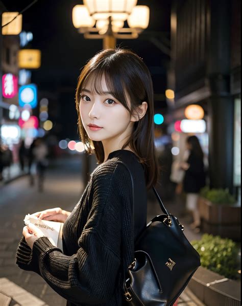Araffe Asian Woman With A Black Purse And A Black Handbag Seaart Ai