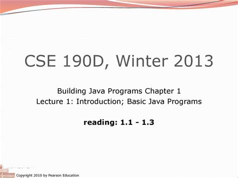 Cse 190d Winter 2013 Building Java Programs Chapter 1 Ppt Download