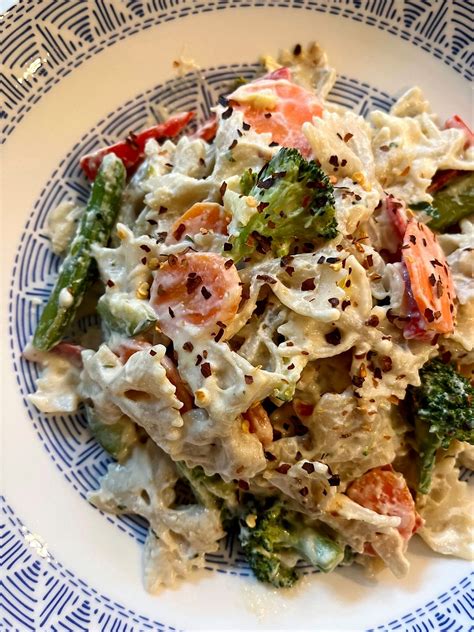 Vegan Pasta Primavera Plant Based Meatless Dairy Free Healthy