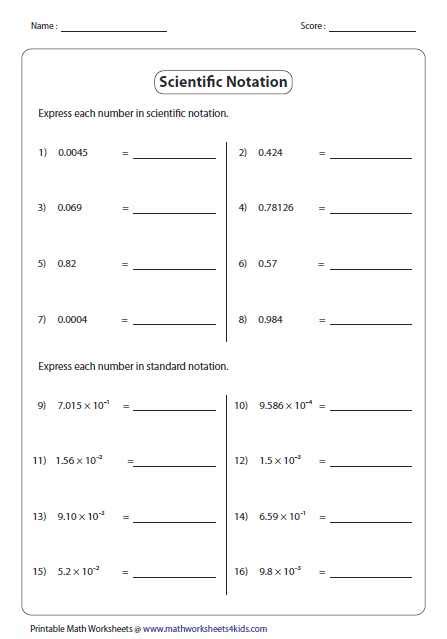 Answers To Scientific Notation Maze