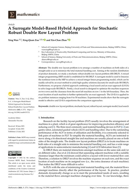 Pdf A Surrogate Model Based Hybrid Approach For Stochastic Robust Double Row Layout Problem