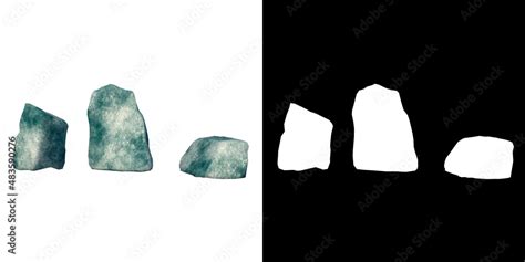 Rocks Chunks Of Ice 3 Front View White Background Alpha Png 3D