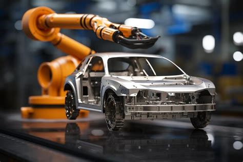 Premium Ai Image High Tech Car Production Robotic Ai Control Arm In A Futuristic Automotive