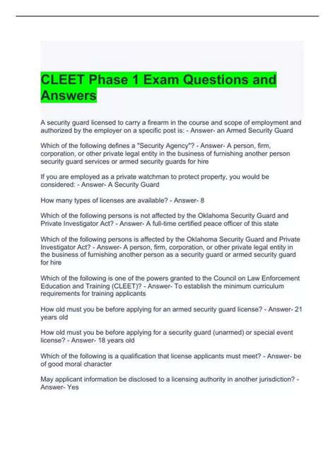 Cleet Phase 1 Exam Questions And Answers 2024 Graded A Cleet Stuvia Us