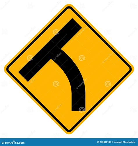T Intersection Curved Approach Left Symbol Sign Vector Illustration
