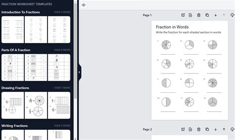 Fraction Worksheets Generator