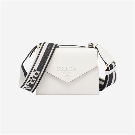 프라다 모노크롬 사피아노 레더 백 화이트 Prada Kream