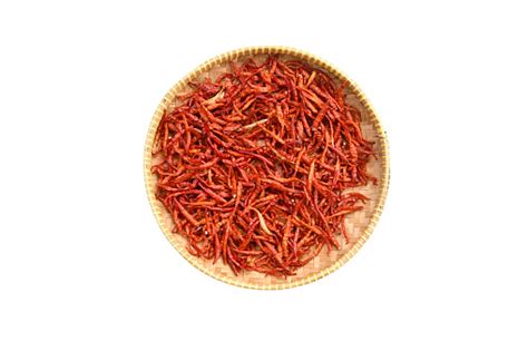 상단 보기 또는 평평한 누워 건조 빨간 뜨거운 타이어 고추 대나무 자연 트레이에 및 흰색 배경 고립 에 클리핑 경로 0명에 대한 스톡 사진 및 기타 이미지 Istock