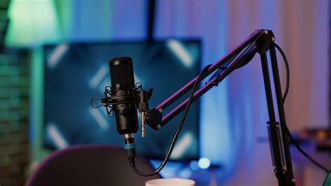 premium photo selective focus on professional boom arm microphone
