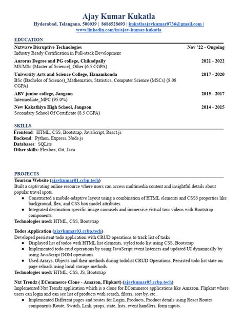 Ajay Kumar Resume Pdf Java Script Bootstrap Front End Framework