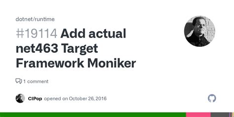 Add Actual Net463 Target Framework Moniker · Issue 19114 · Dotnetruntime · Github