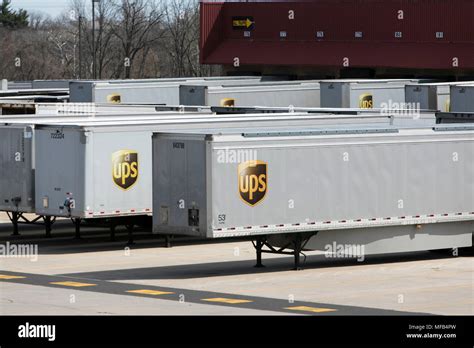 Delivery Trucks And Trailers At At Ups United Parcel Service Facility