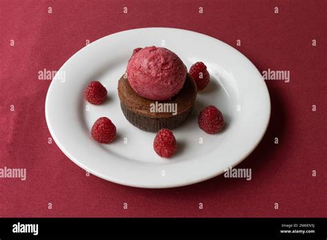 African Dishe Culinary Still Life Chocolate Cake Dessert With A Scoop